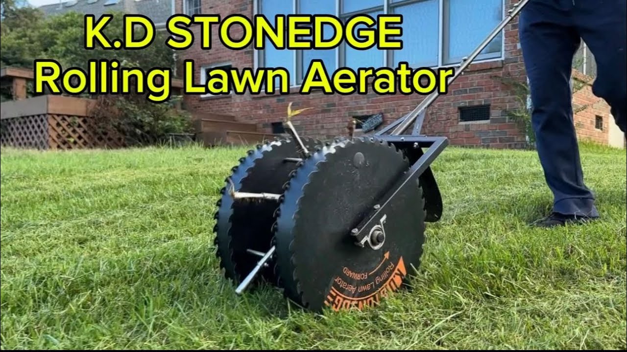 K.D STONEDGE Rolling Lawn Aerator - YouTube