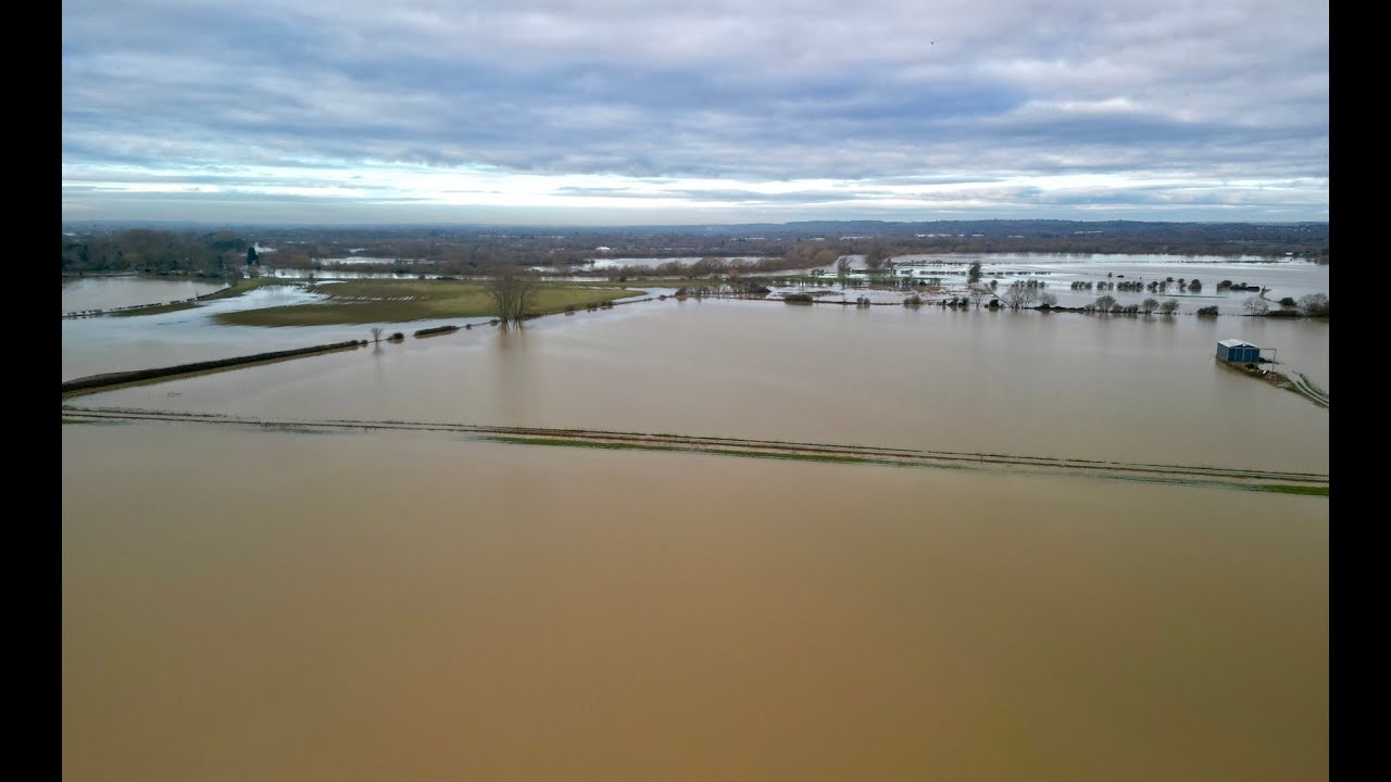 Drone views show flooding around Barton in Fabis and the A453 area ...