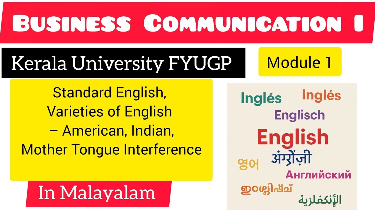 Business Communication I Sem 1 Module 1 Unit 3 Standard English and ...