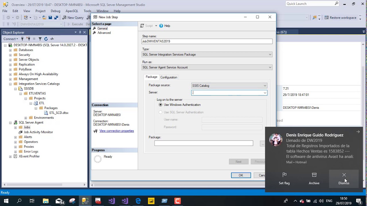 84 Implementación del paquete a SQL SERVER - YouTube