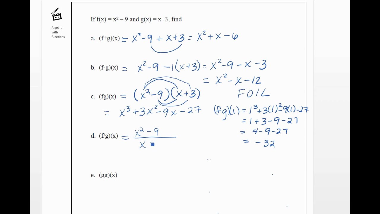 Algebra with functions - YouTube
