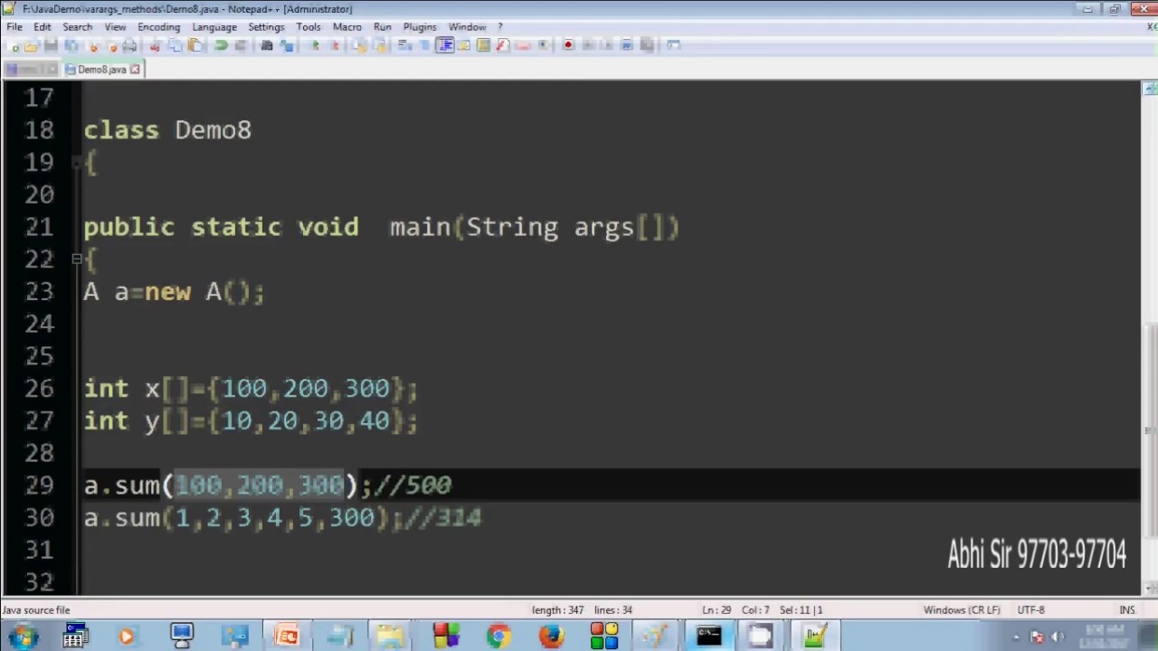 Varargs Method In Java In Hindi Part 4 Youtube
