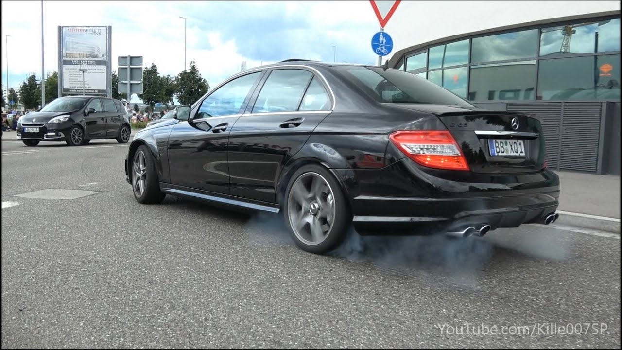 Mercedes C63 AMG revs & burnout 1080p - YouTube
