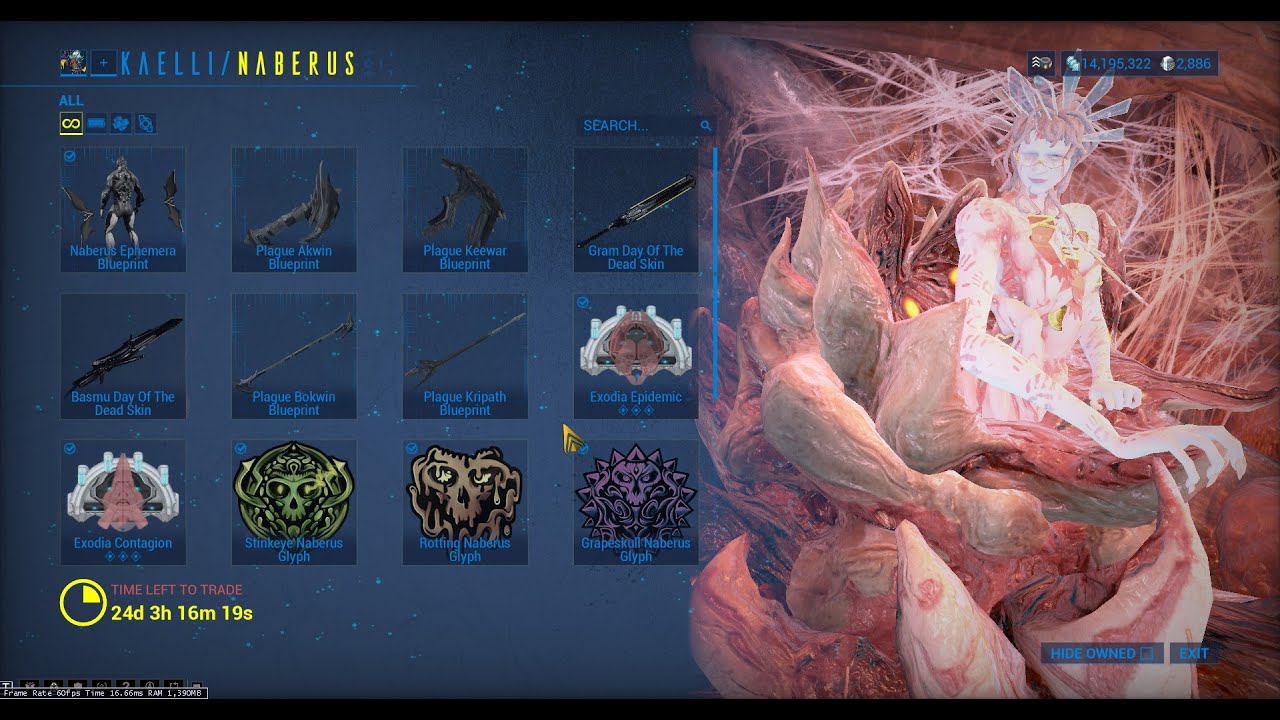 Warframe Nights of Naberus Event Daughter Item Prices - YouTube