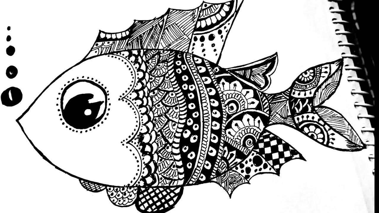 Zentangle drawing|| how to draw a fish ll 2020 ll don't miss it - YouTube