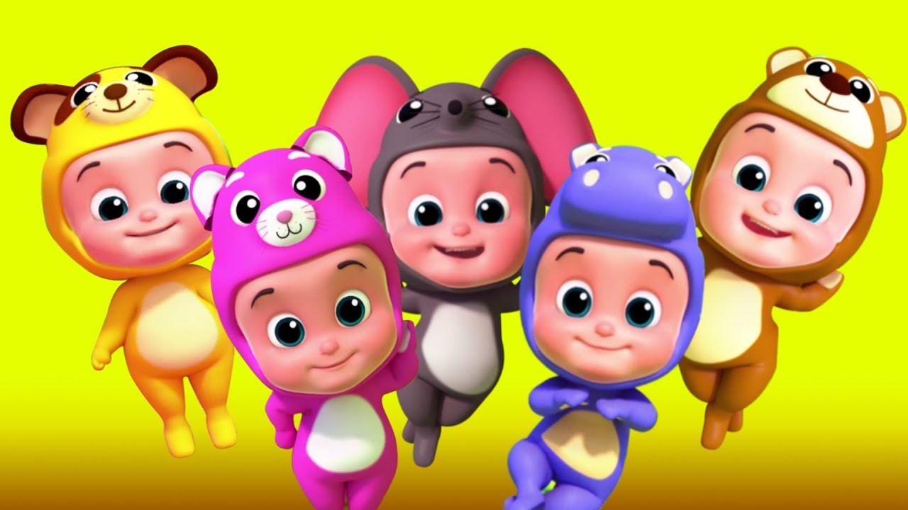 cinco pequenos bebês | canções populares para crianças | saltando ...