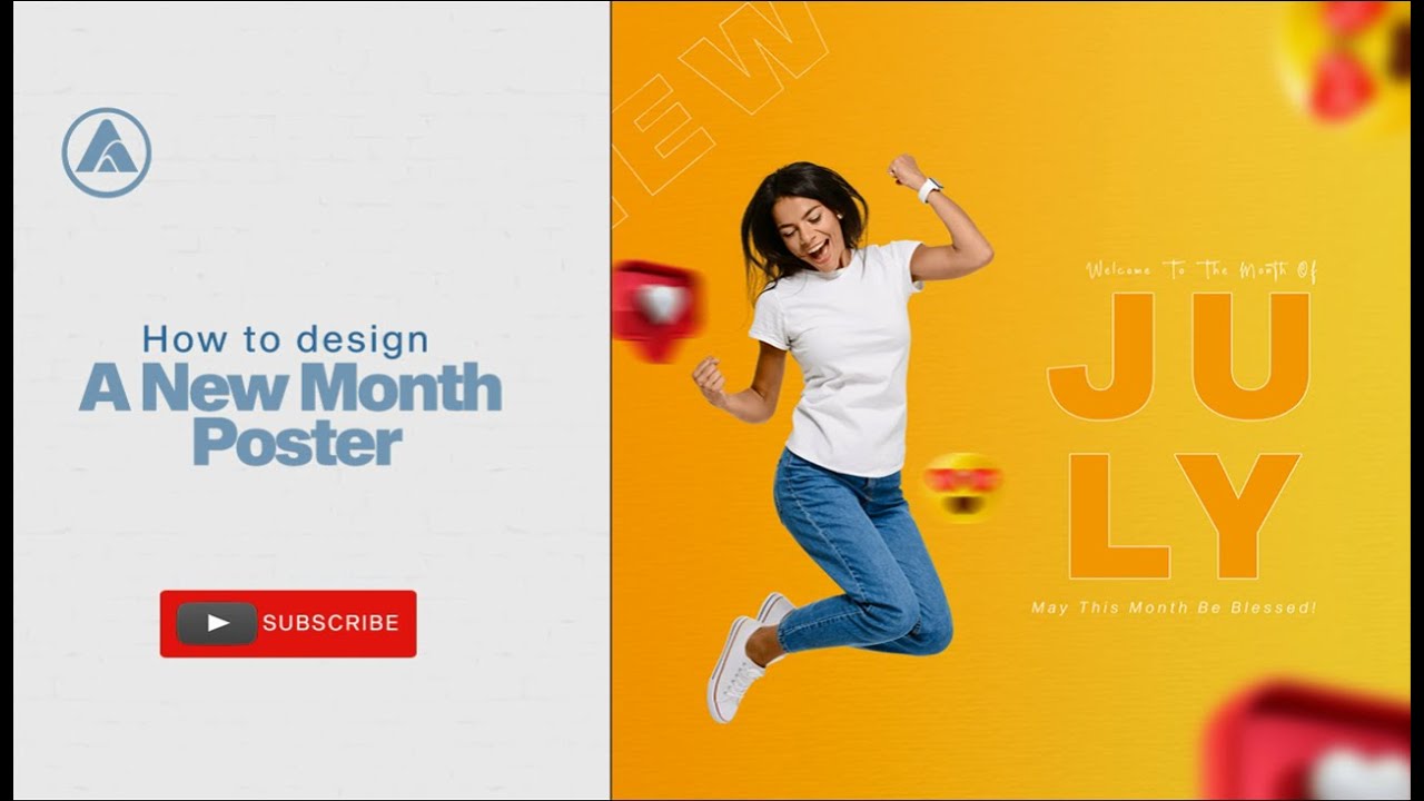 How To Design A Simple New Month Poster With Adobe Photoshop. - YouTube