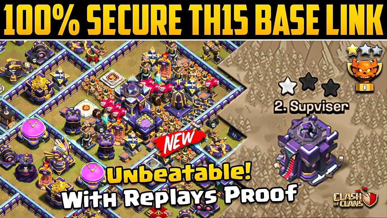 100% Secure TH15 War Base Link + Replays | Only 1 Star TH15 Base | Best ...