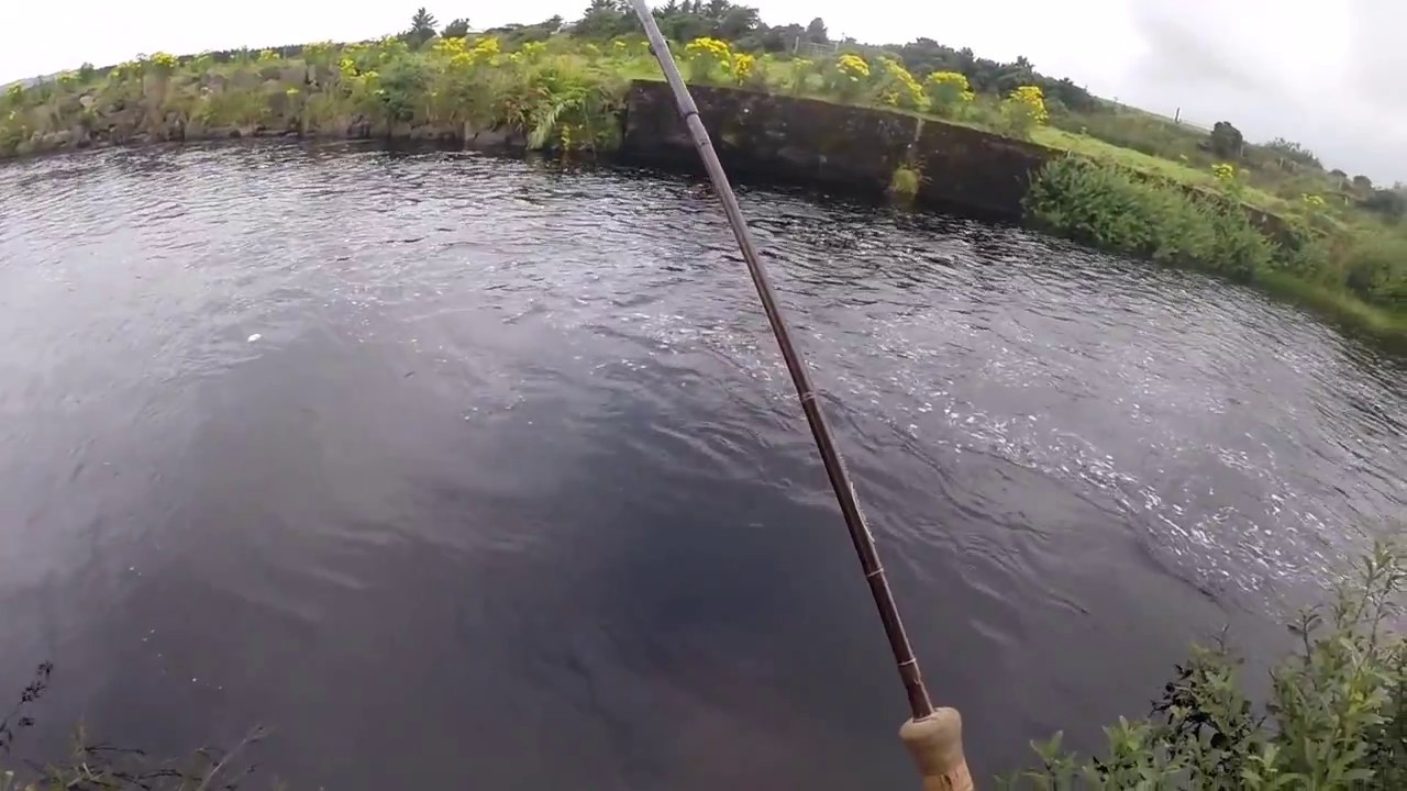 Summer salmon in the west of Ireland spate river - YouTube