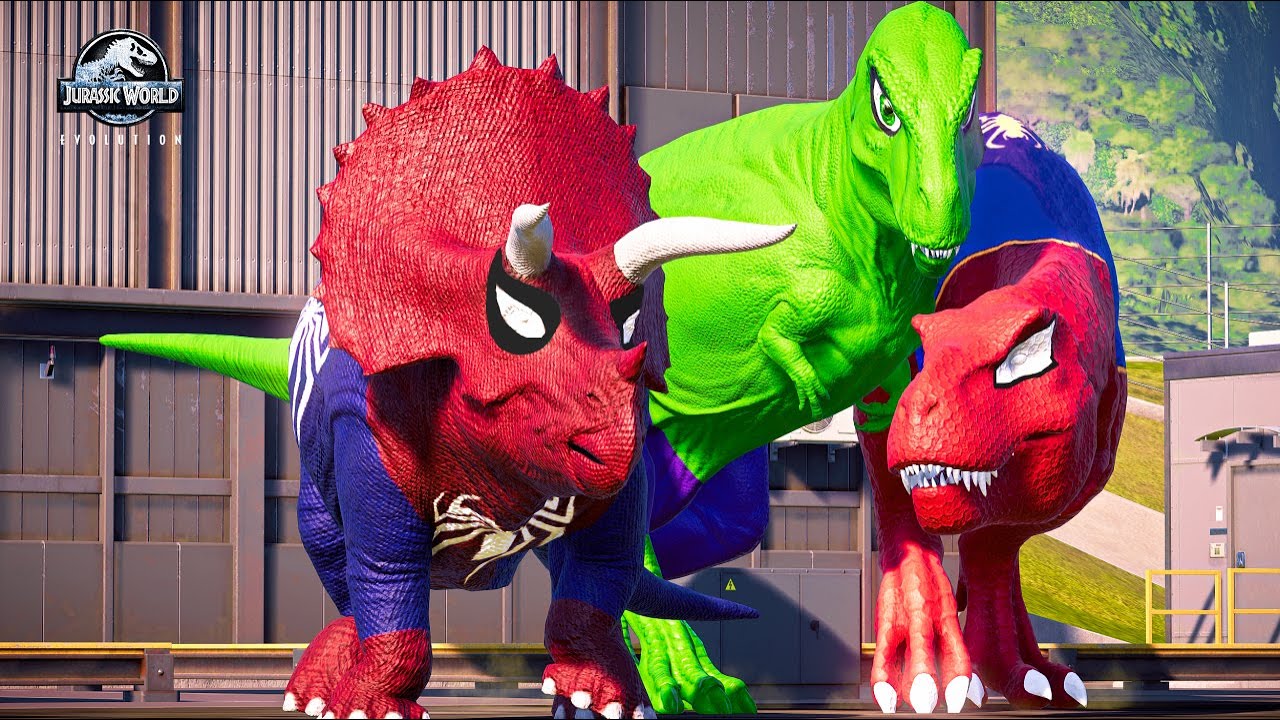 Red Spiderman Monster Rex, Triceratops, Hulk Acro, Indominus Rex ...