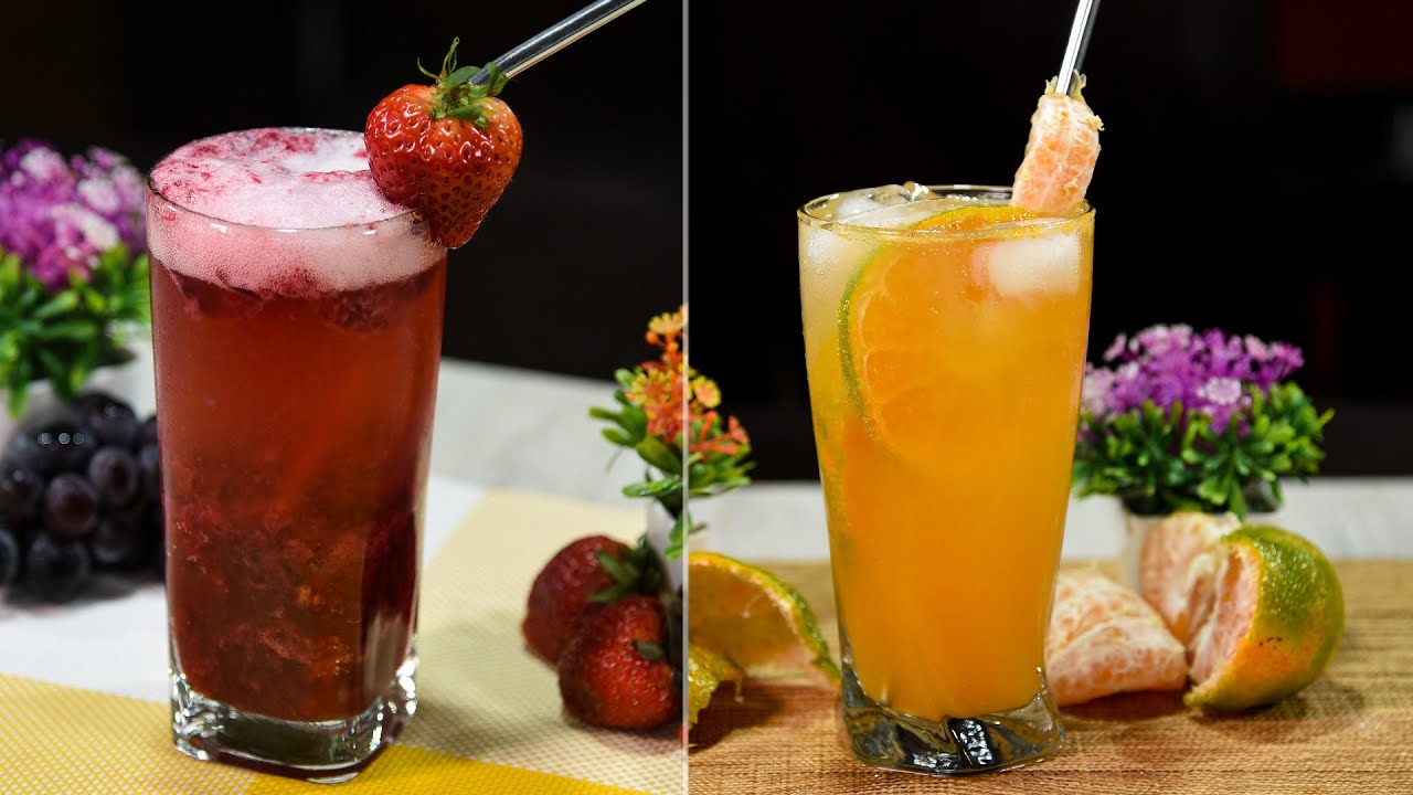 Dos bebidas refrescantes - Sodificada de frutos rojos y mandarina ...