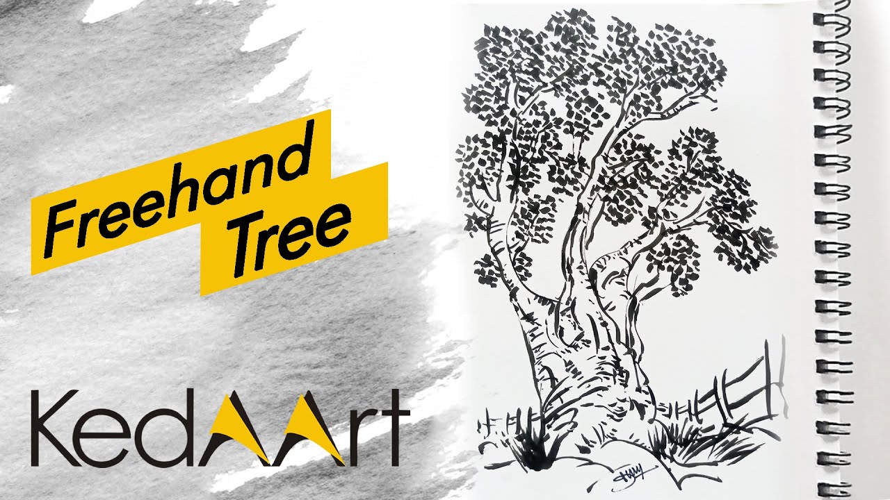 Freehand Tree Drawing | How to Draw a Tree | Kedaart | - YouTube