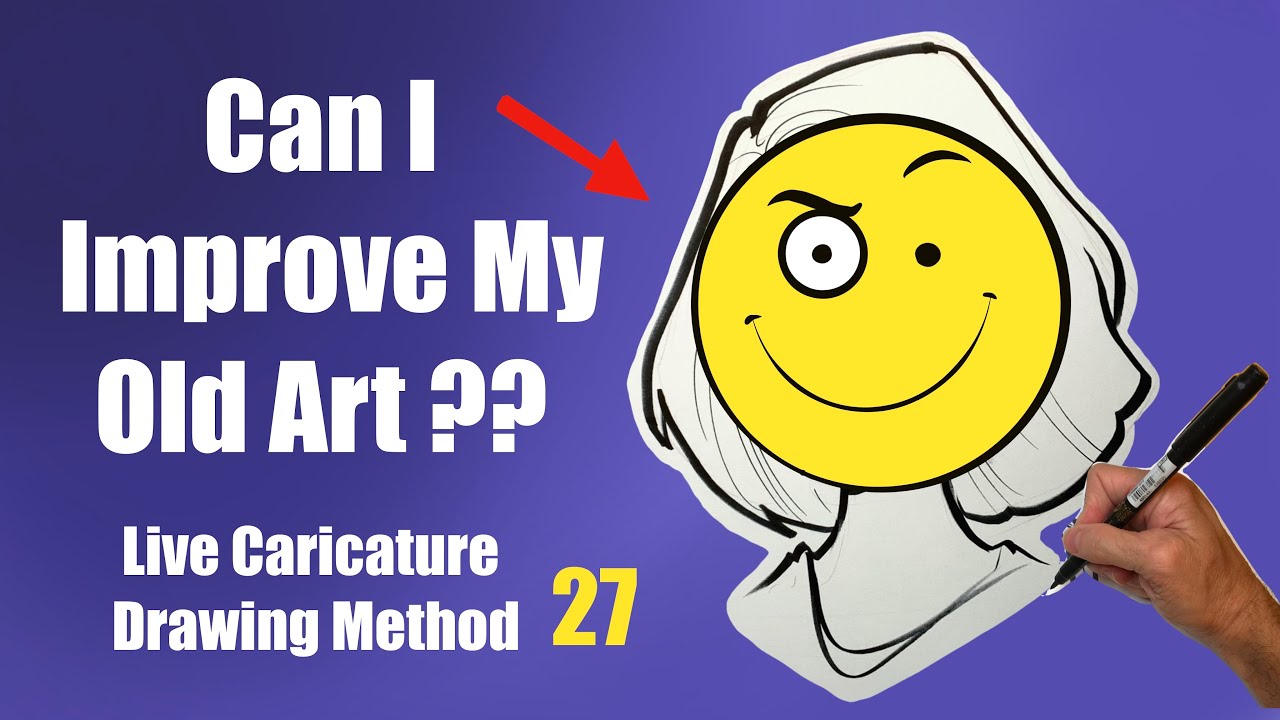 Live Caricature Drawing Method 27: improving my old art?? - YouTube