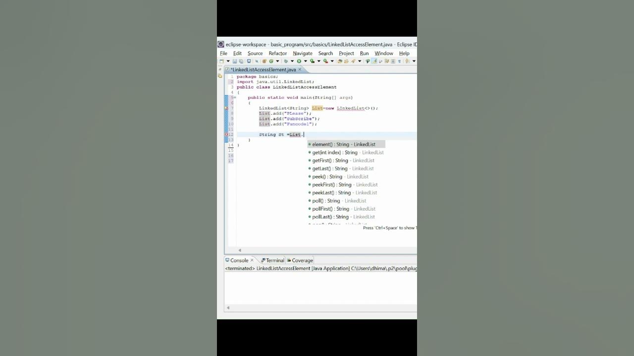 Linked List Access Element Using Java Linkedlists Api Collection Javaprogramming Subscribe 