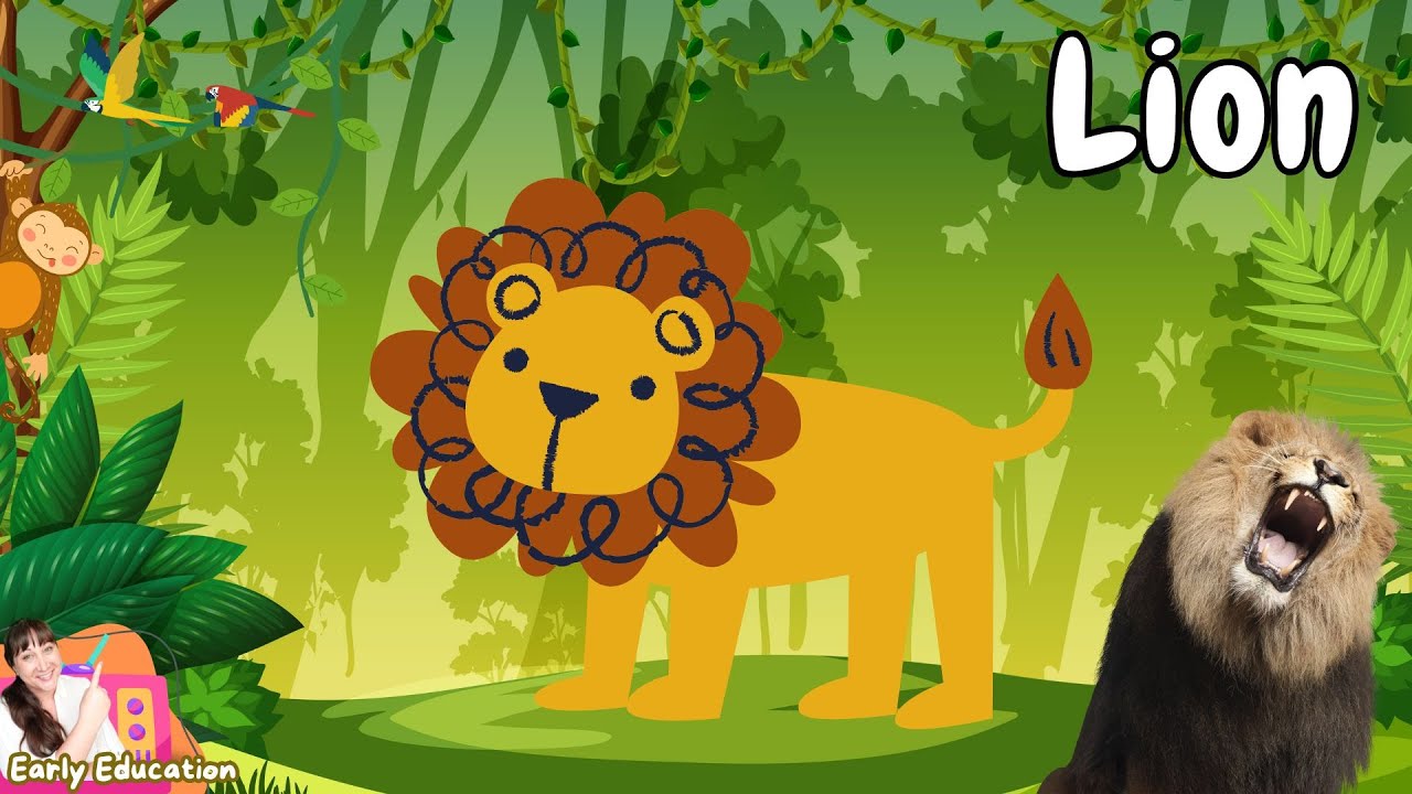 Toddler learning | Jungle and Safari Animal Names and Sounds | Learn ...