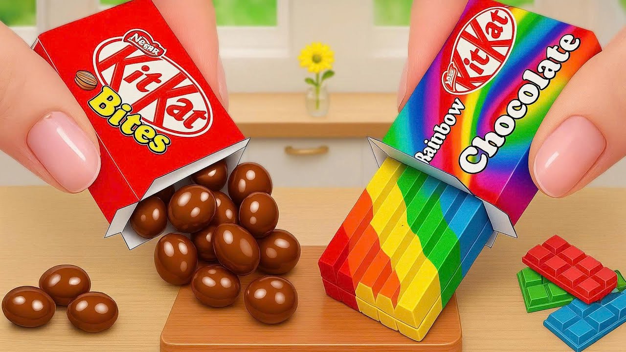 KitKat BITS vs RAINBOW KitKat | Satisfying Rainbow Cake Recipe - YouTube