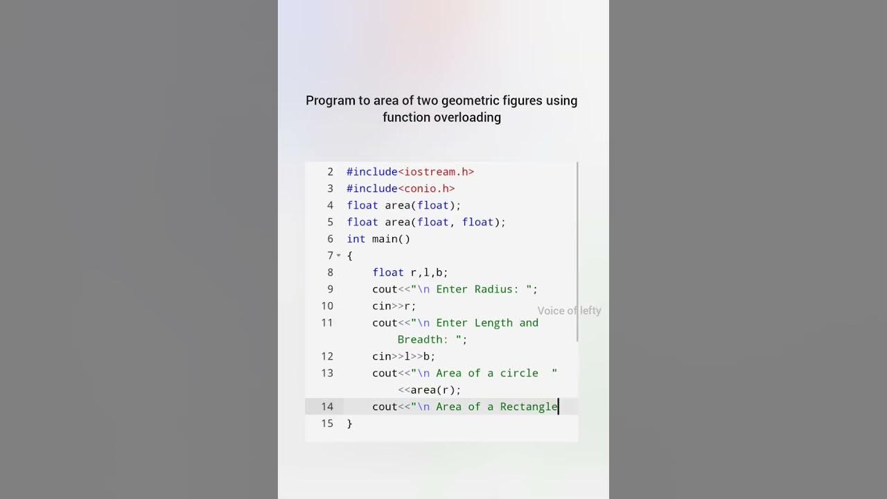 Function Overloading #cpp #programming #tutorials area of two geometrical figures - YouTube