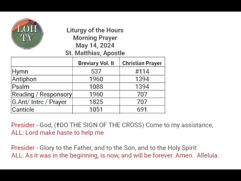 Liturgy of the Hours Morning Prayer May 14, 2024 - YouTube