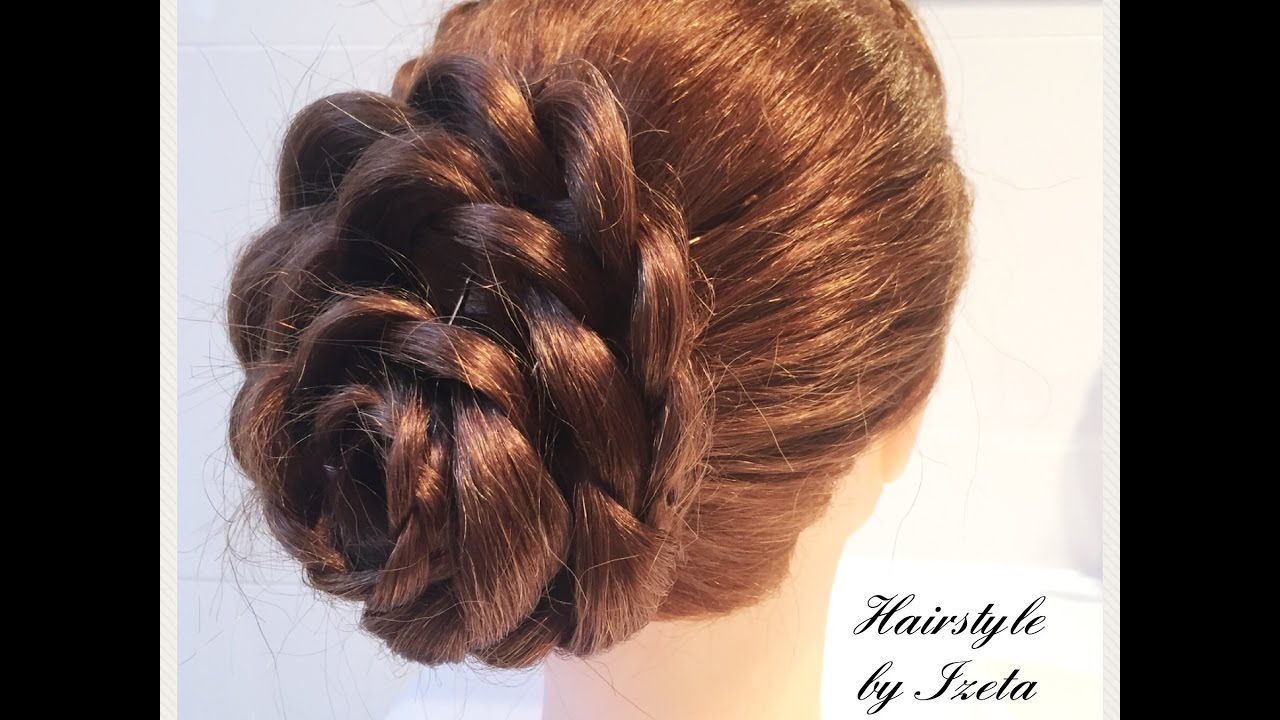 Beautiful flower bun with braid hairstyle - YouTube
