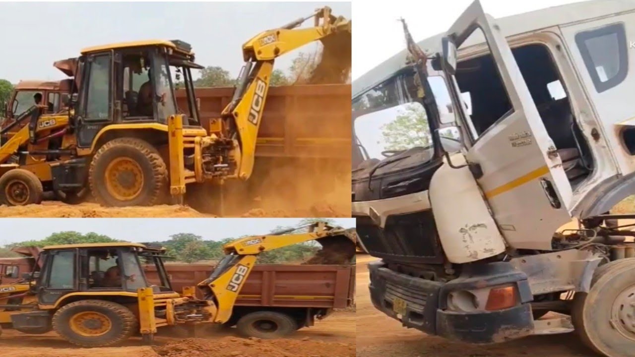 Jcb Loading With Truck||Jcb 3dx backo loader||Mini truck||Big Trailer Jcb Loading||Jcb Operator ...