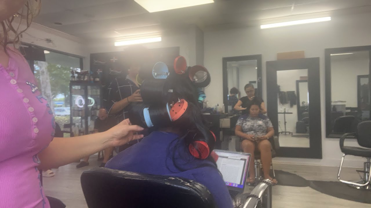 Wash and set on sew in extensions with natural leave out. |Dominican ...