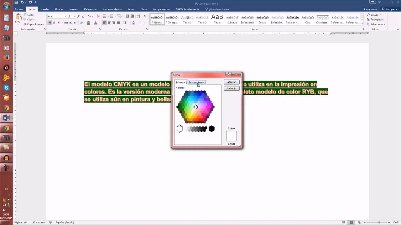 2015 09 El color en word Colores predeterminados y creación de colores ...