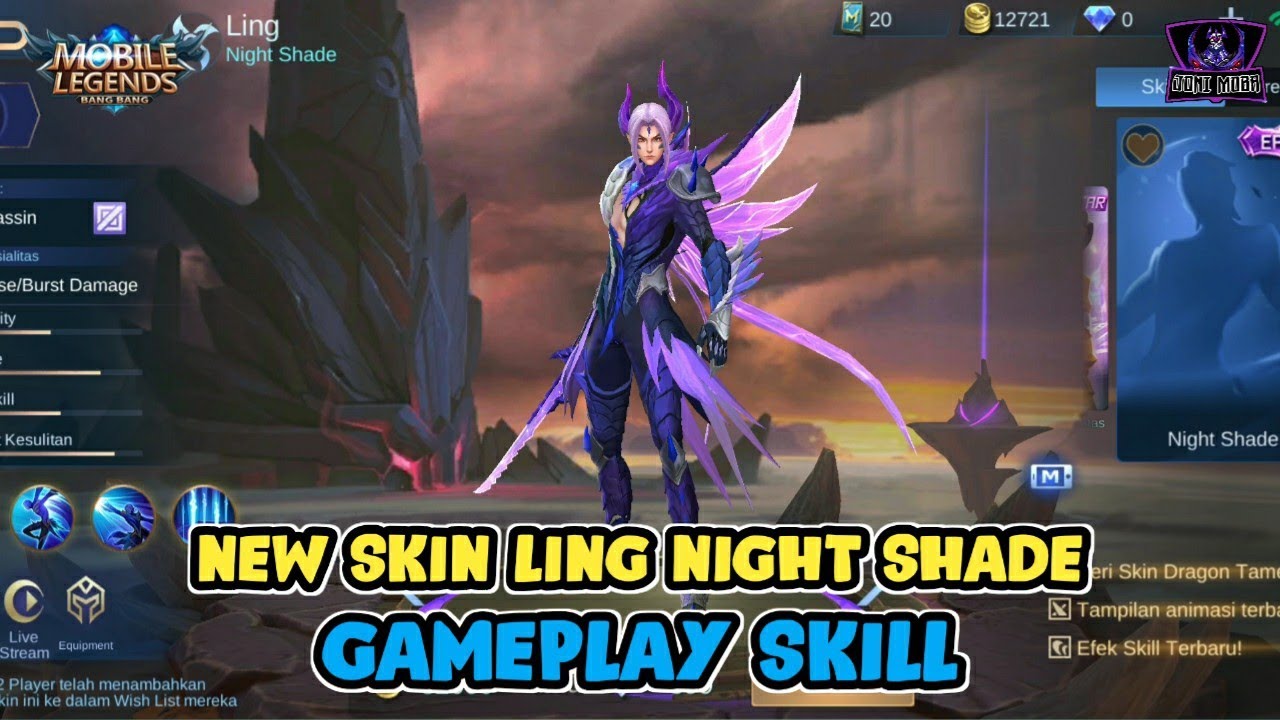 NEW SKIN LING NIGHT SHADE - GAMEPLAY SKILL MOBILE LEGENDS - YouTube