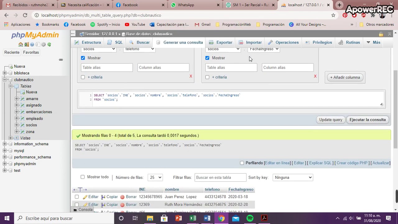 Consulta 1 phpmyadmin - YouTube