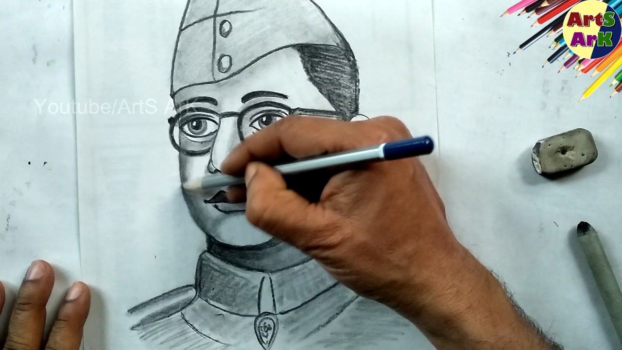 Netaji Drawing with pencil shading for beginners - Easy to Draw - YouTube