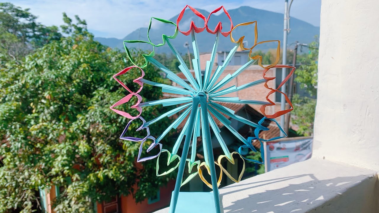 DIY Heart Shape Paper Windmill / Membuat Kincir Angin Bentuk Hati dari ...