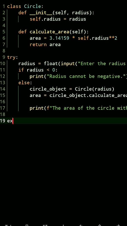 🐍 Python Create A Class For Calculating The Area Of A Circle 📏🔍pythoncoding