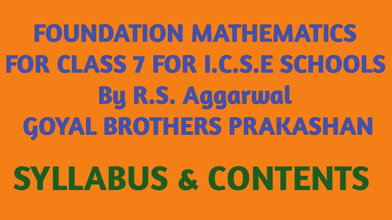 Foundation Mathematics For Class7 For ICSE Schools | Syllabus And ...