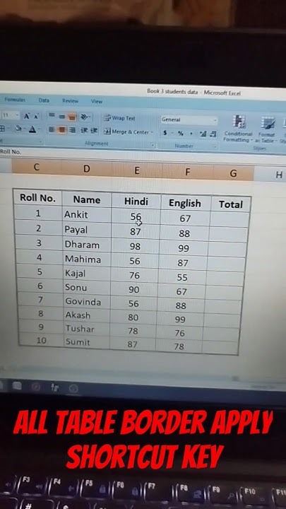 Excel Table Border shortcut key | excel table border trick #exceltricks #exceltutorial # ...