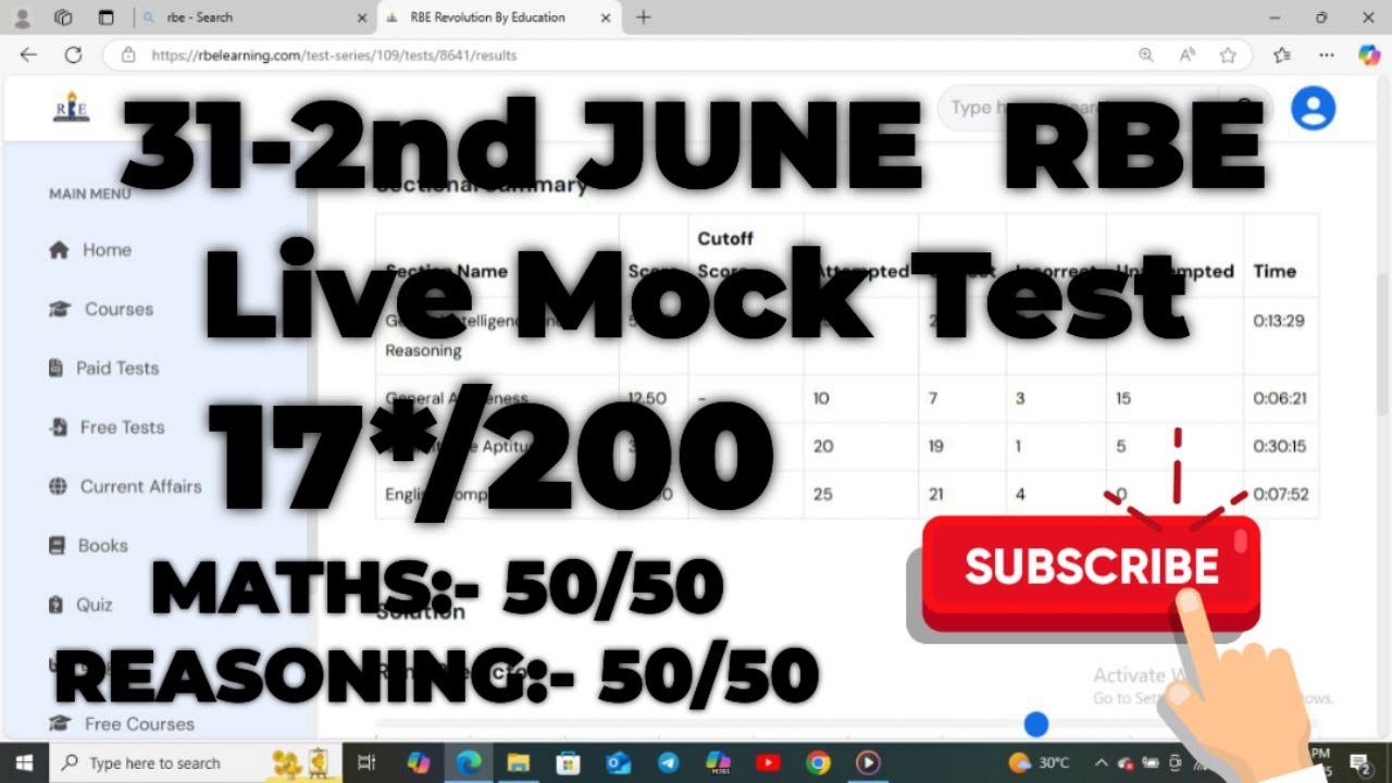 31-2nd JUNE RBE CGL LIVE MOCK TEST @RBERevolutionByEducation - YouTube