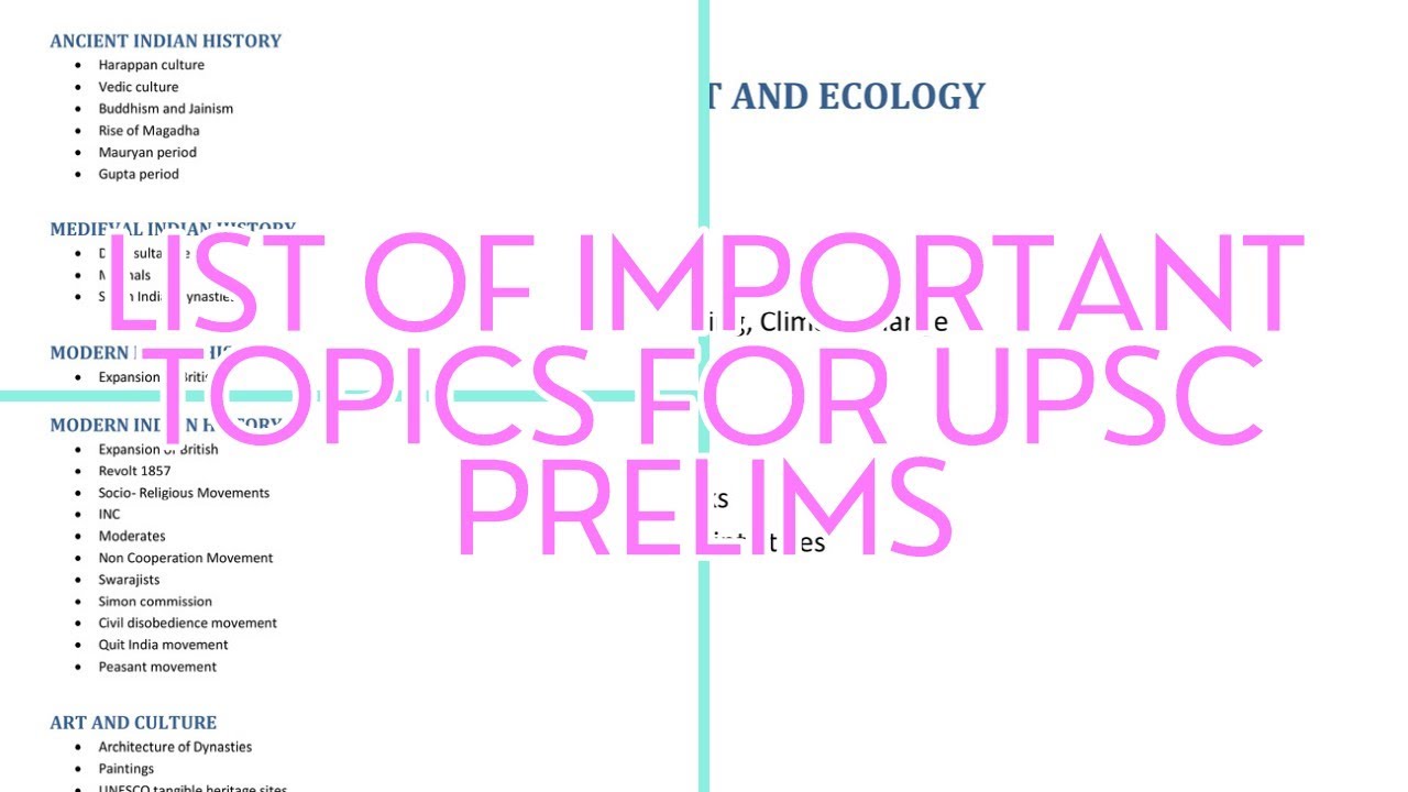 Important topics for Prelims|UPSC Prelims 2023 - YouTube