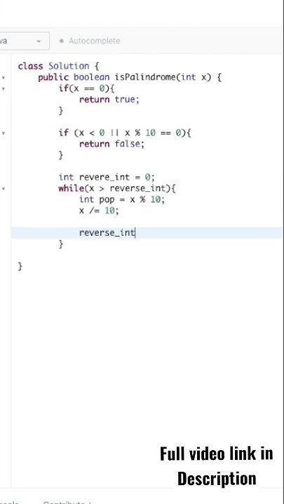 Leetcode Palindrome Number 9 Solution Explained Java Mapping