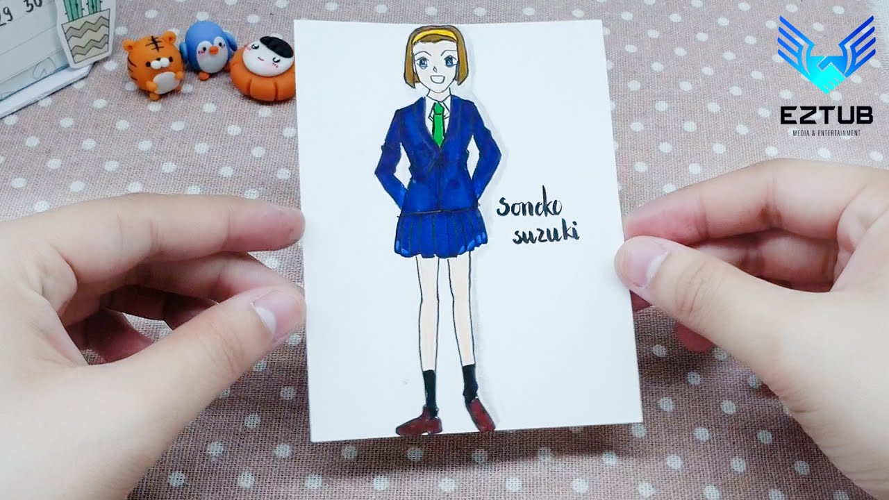 Draw Suzuki upper class girl | Sketch cartoon characters Sonoko - YouTube