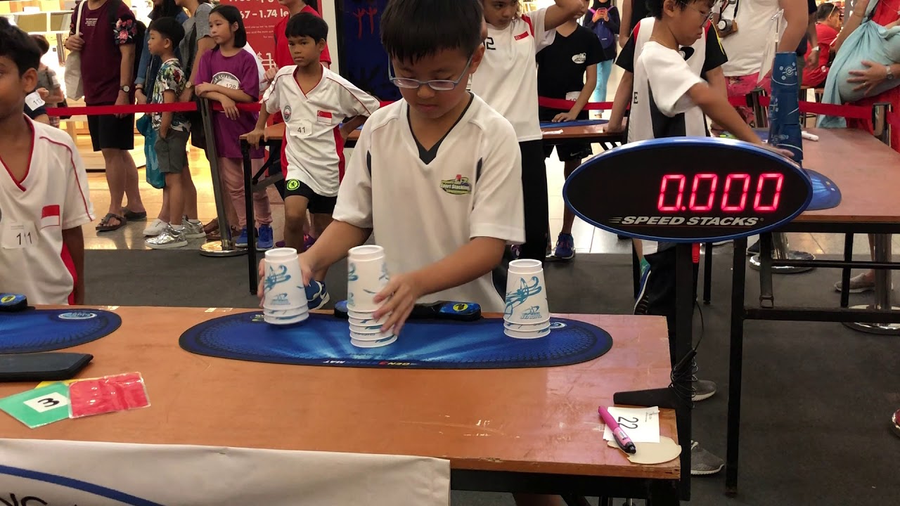 Cup Stacking Tournament in Singapore Mini Fun Land (000353) - YouTube