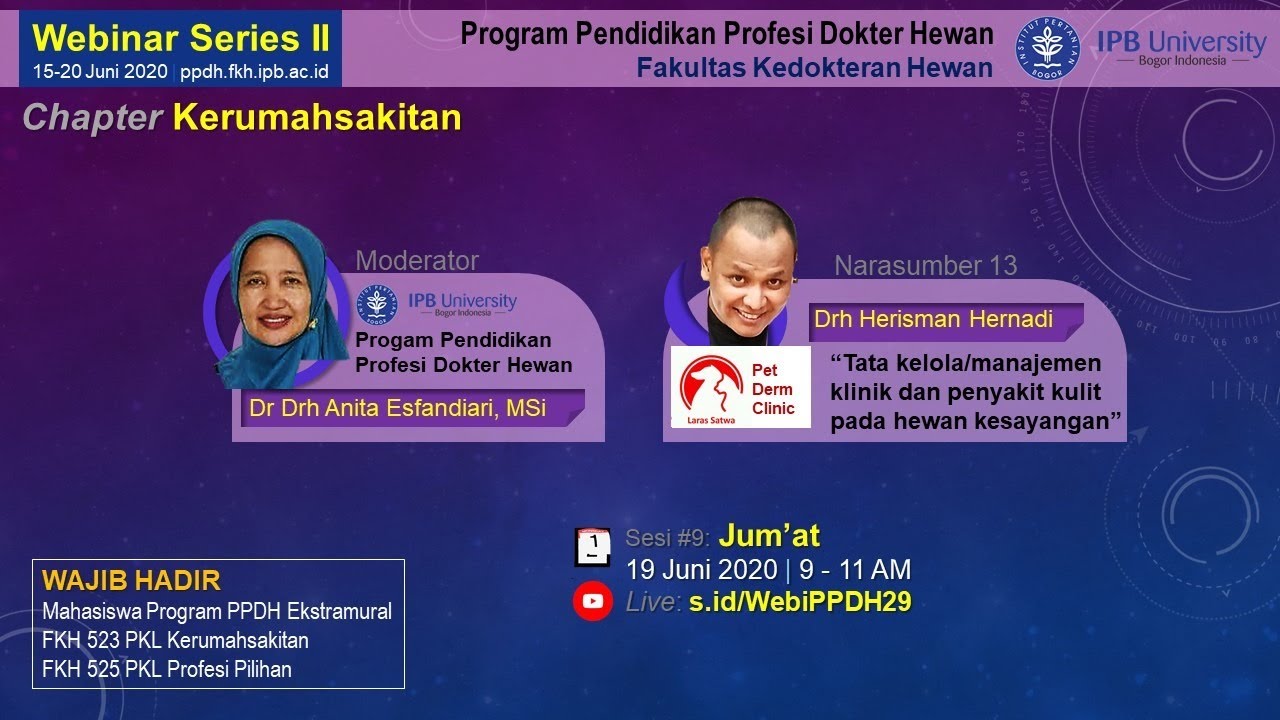 Webinar Series II Program PPDH FKH-IPB | Sesi #2.9 | Kerumahsakitan - YouTube