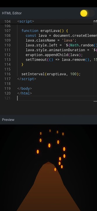 🌋 Volcanic Eruption Animation Using Html Css Js 💻 Coding Programming Animation Trending