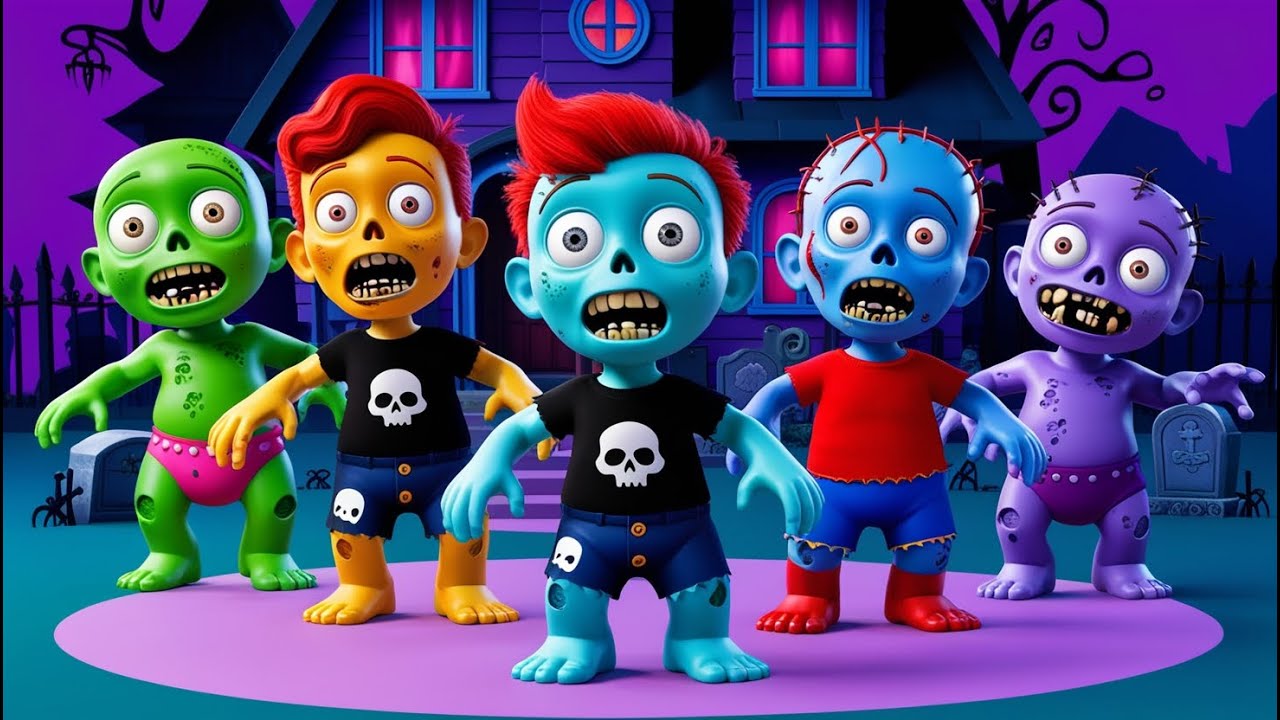 Five Little Zombies Song - Scary Nursery Rhymes - Spooky Songs For Kids ...