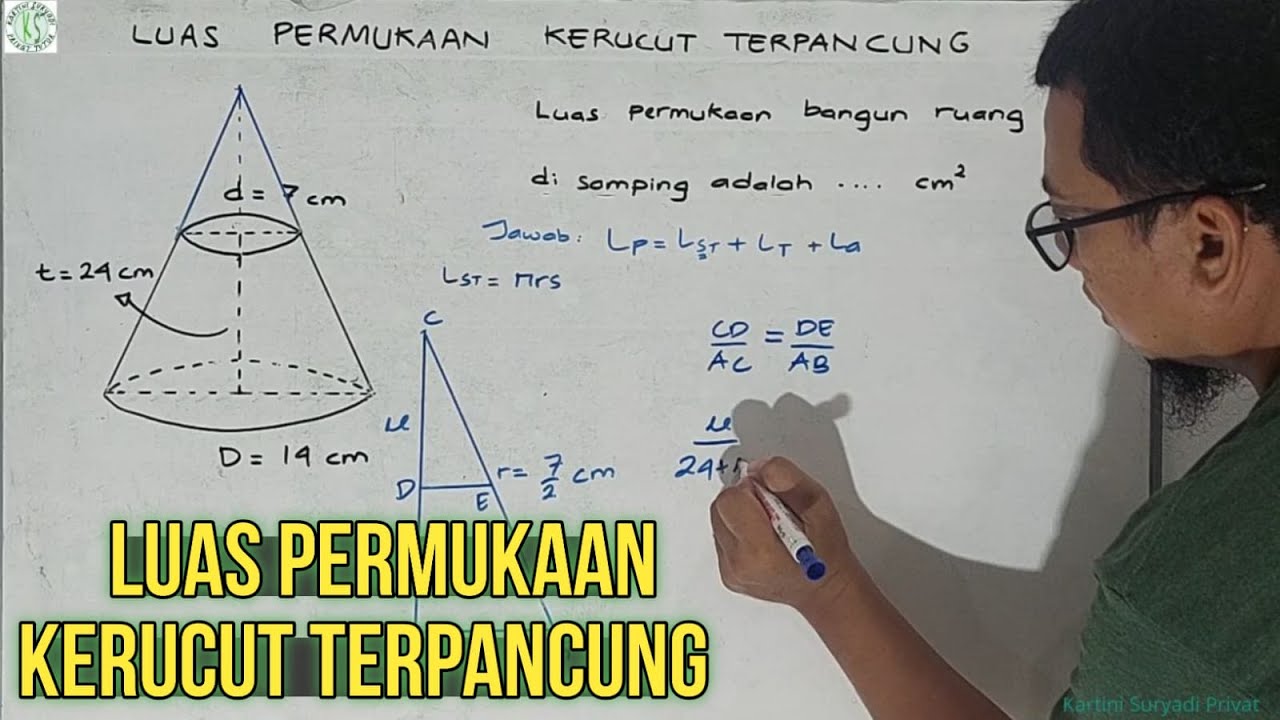 Cara Mudah Menghitung Luas Permukaan Kerucut Terpancung - YouTube
