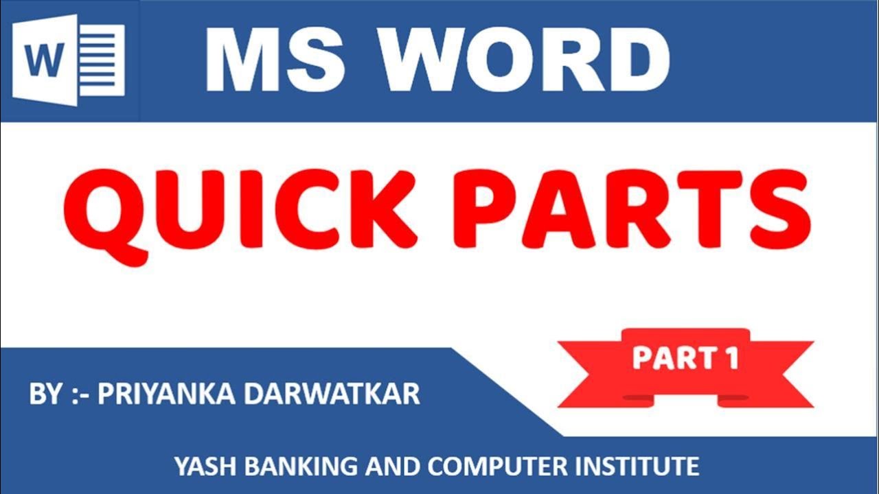 || MS Word 2013 QUICK PARTS || How to use Quick Parts in Microsoft Word ...
