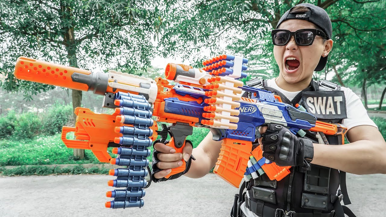LTT Game Nerf War : Patrol Police SEAL X Nerf Guns Fight Crime Mr Zero ...