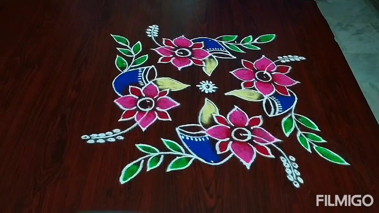 Deepam Rangoli..7 to 3 dots.. Rangoli designs.. chukkala muggulu - YouTube