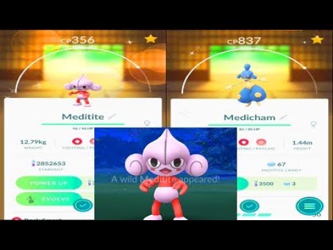 Pokemon Go - Shiny Meditite Catch & Shiny Medicham Evolution - YouTube