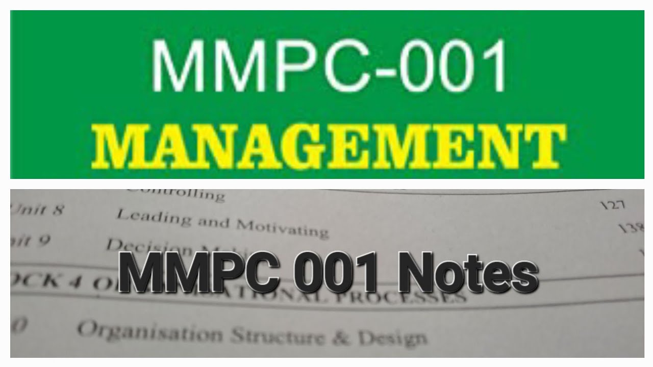 MMPC 001 | Management functions and organisational processes ...
