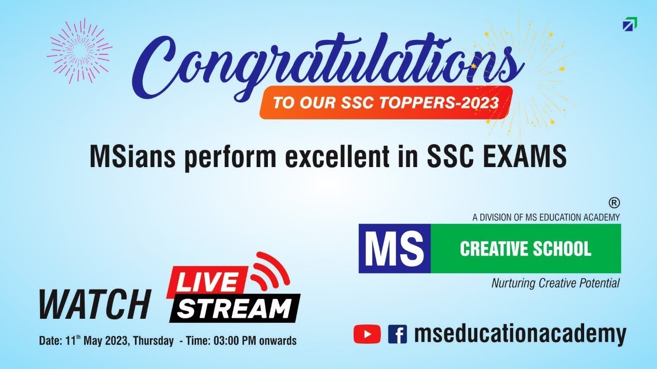 🔴 Live: MS Education Academy Felicitates its SSC Toppers - 2023 | IND ...