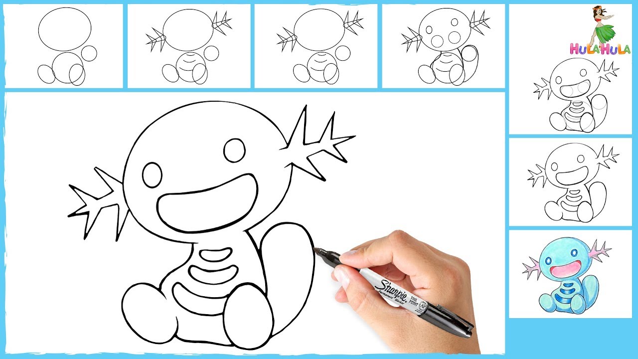 How to draw Wooper - Pokemon easy, step by step | Hula Hula - YouTube