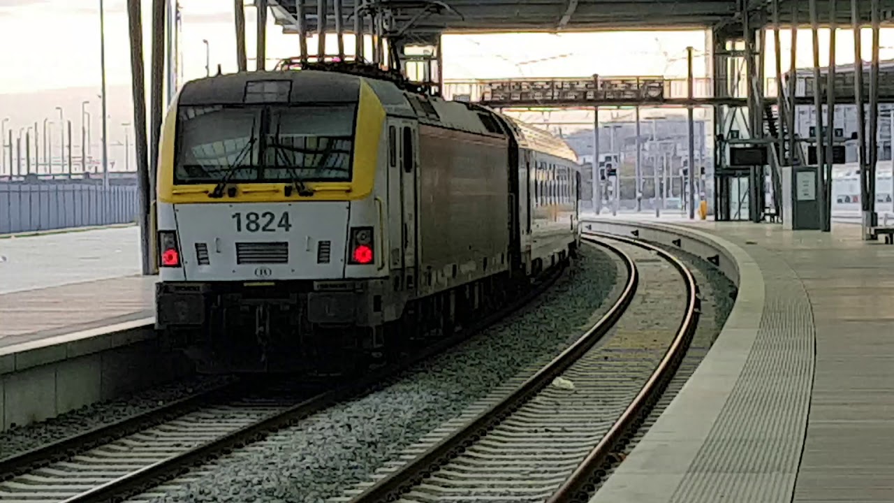 SNCB train 1824 leaving Ostend with a coach train towards Brussels ...